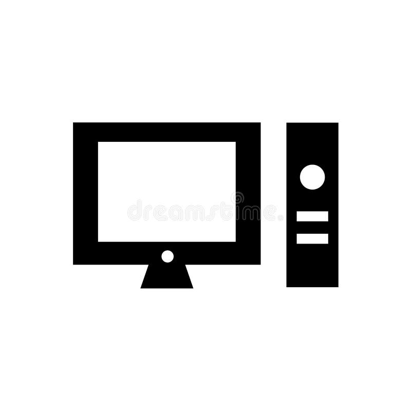 Desktop Computer Icon Vector Sign and Symbol Isolated on White ...