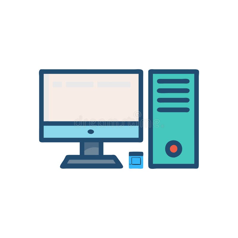 Desktop Computer Icon for Workstation Setup Stock Image - Illustration ...
