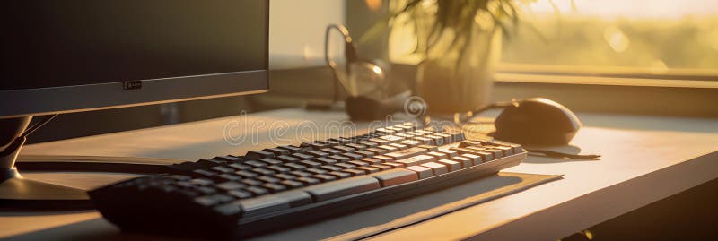 Desktop Computer, Keyboard and Mouse in the Creative Modern Office, Day ...