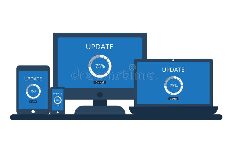 Desktop Computer, Laptop, Tablet and Smartphone with Update Screen ...