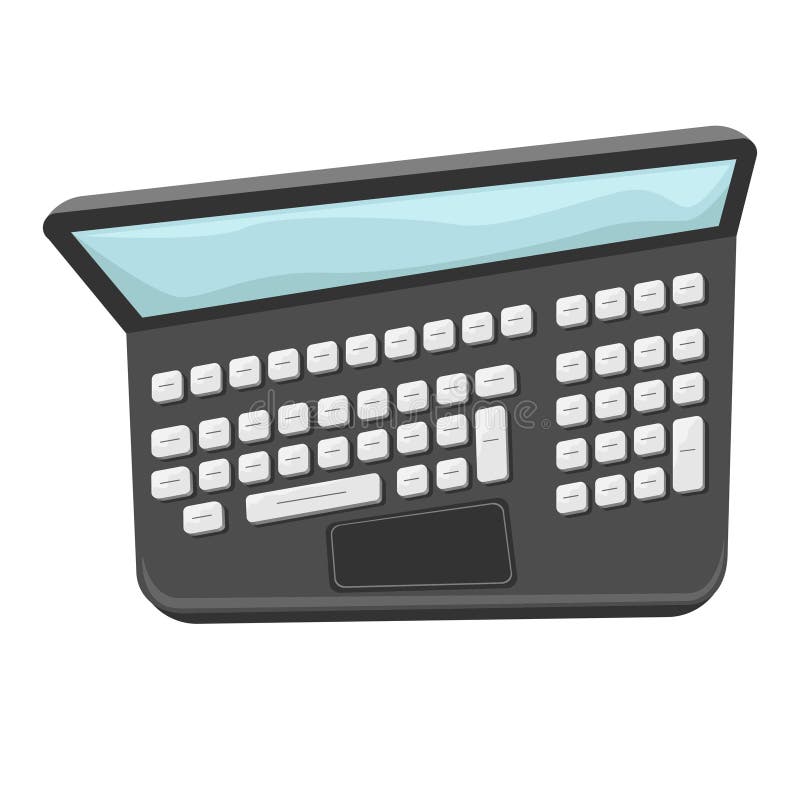 Desktop Computer, Laptop. Top View of Laptop in Flat Cartoon Vector ...