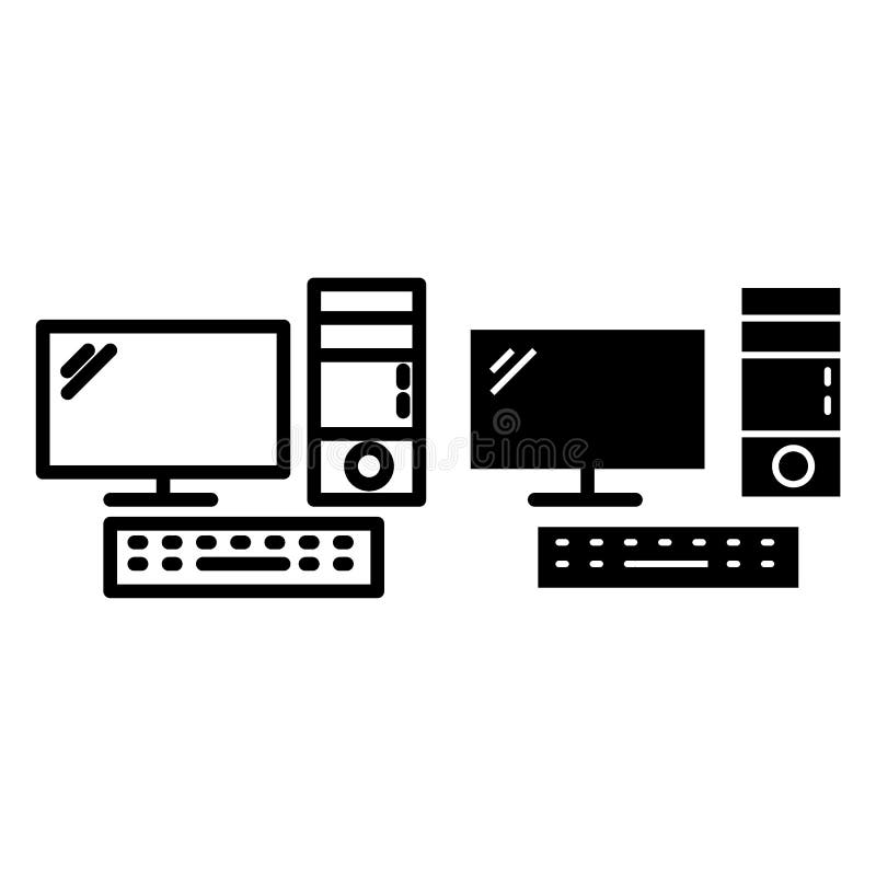 Desktop Computer Line and Glyph Icon. Pc Vector Illustration Isolated ...