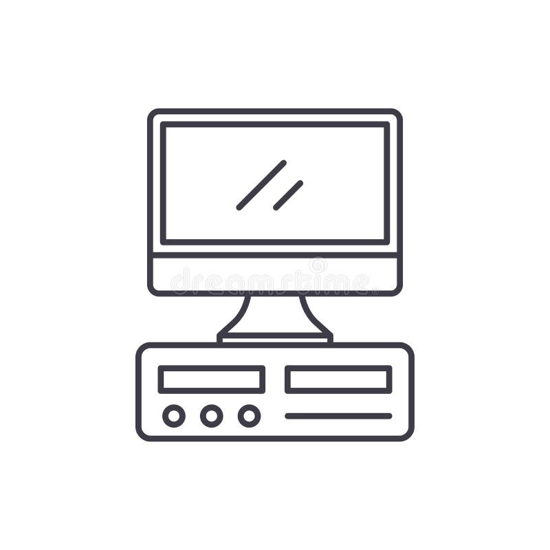 Desktop Pc Line Icons Signs Set. Design Collection of Computer, Desktop ...