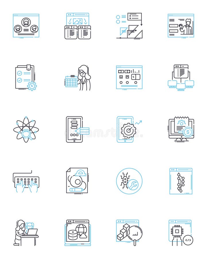 Desktop Computer Linear Icons Set Processor Memory Graphics Storage Keyboard Mouse