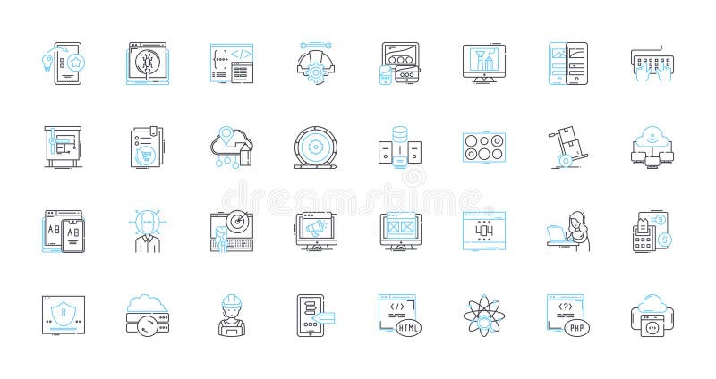 Desktop Computer Linear Icons Set Processor Memory Graphics Storage Keyboard Mouse