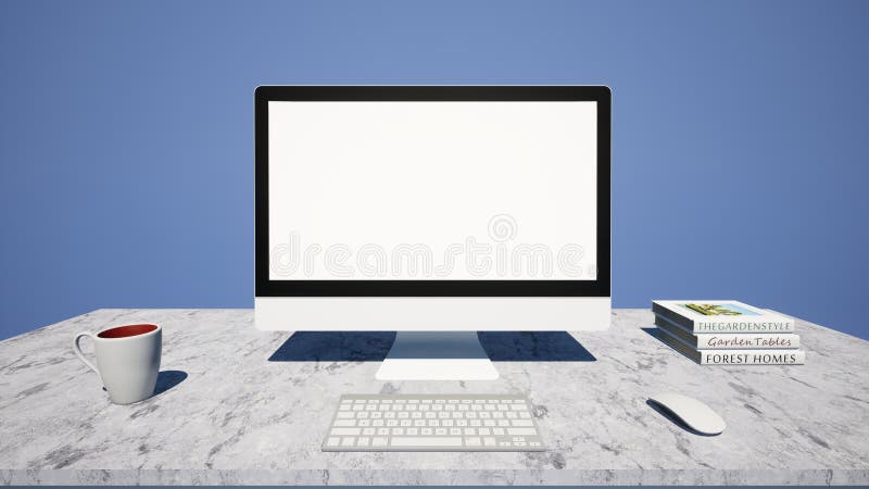 Desktop Computer Mockup Blank Screen Available for Inserting Ads, for ...