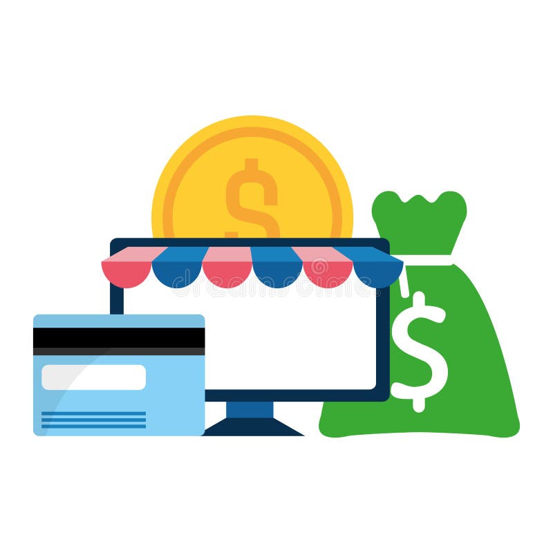 Desktop Computer with Money Icon Stock Vector - Illustration of ...