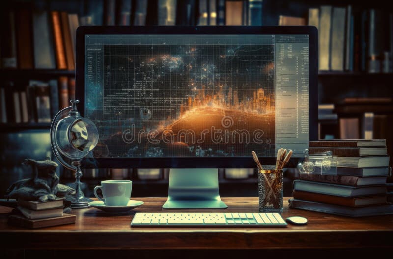 Desktop Computer Monitor with Finance Statistical Data Software and ...