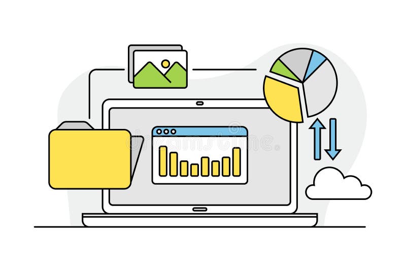 Desktop Computer Monitor with Folder and Graph As Programmed Machine ...