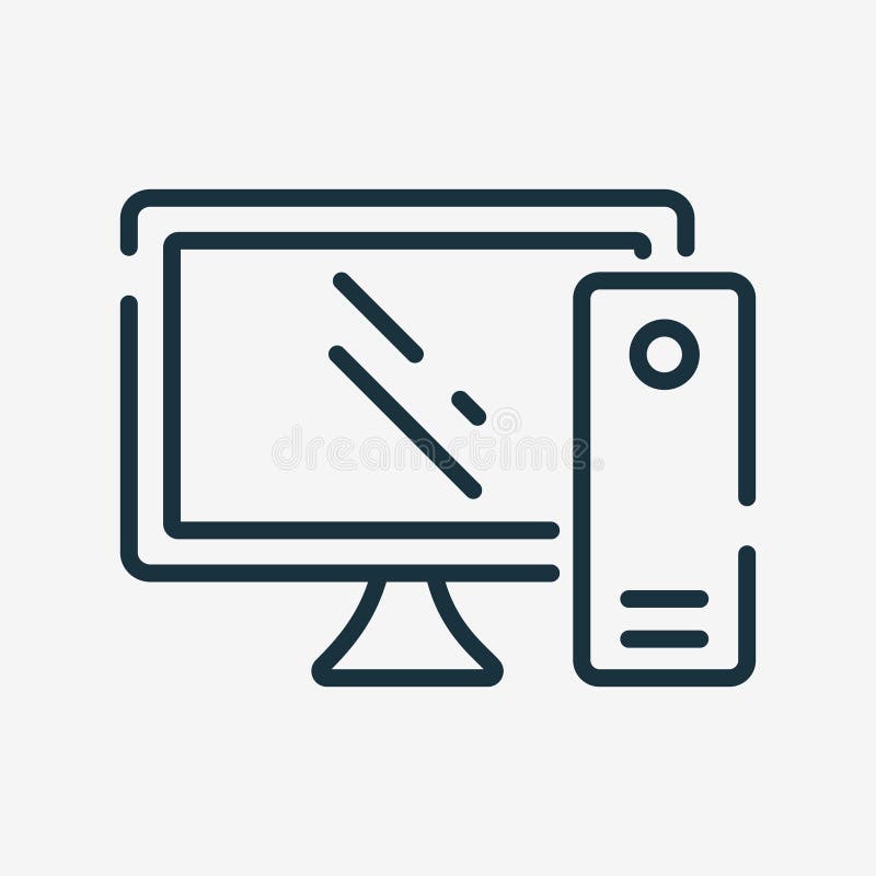 Desktop Computer Monitor Linear Icon. PC Outline Icon. Editable Stroke ...