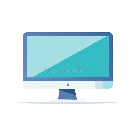 Desktop Computer Monitor with Turquoise Screen Flat Vector Illustration ...