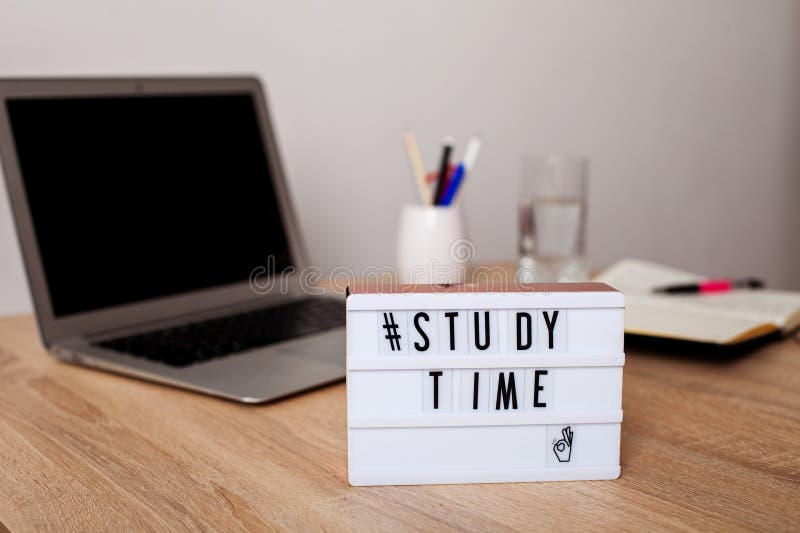 Desktop with Computer and Notepad. Study Time is Running Out Stock ...