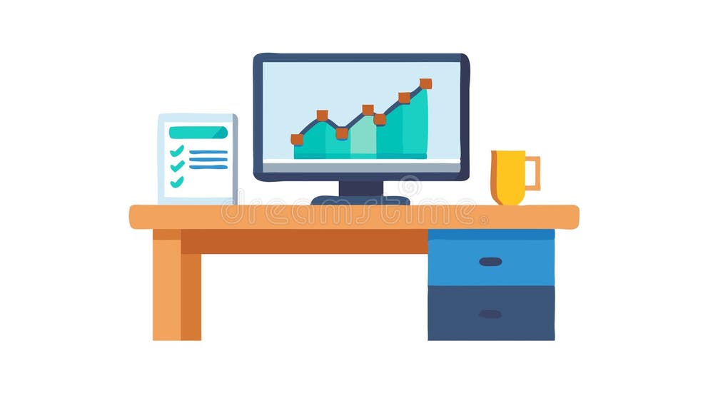 Desktop Computer Office Icon, Represents Work, Vector Design Generative ...