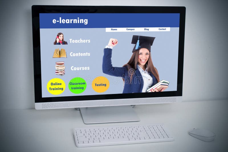 Computer with Online Teacher Web Stock Image - Image of people ...