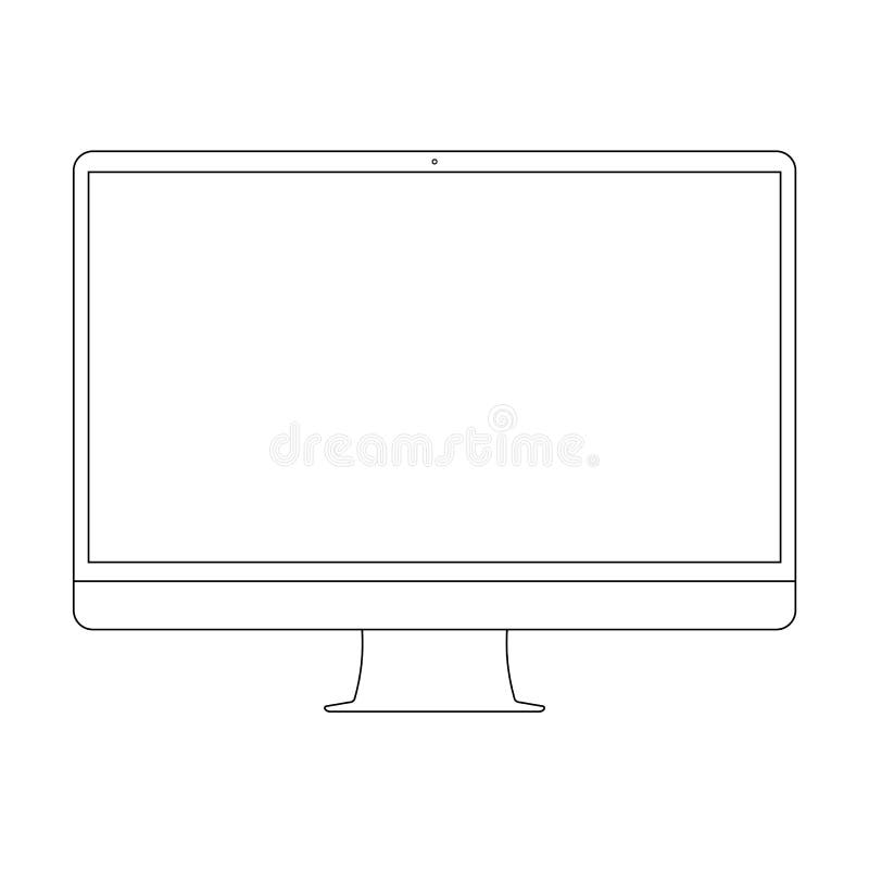 Desktop Computer Outline Vector Eps10. Style Desktop Screen Monitor for ...