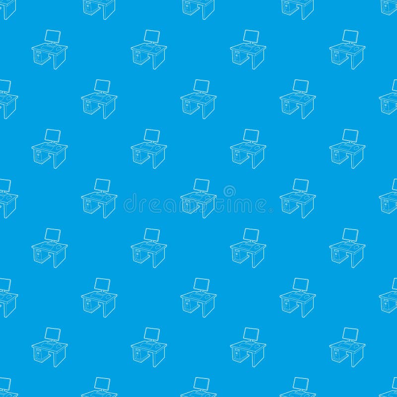 Desktop with Computer Pattern Vector Seamless Blue Stock Vector ...