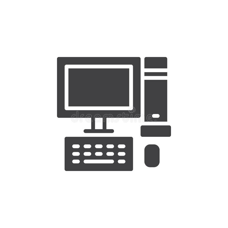 Desktop Computer, PC Icon Vector, Filled Flat Sign, Solid Pictogram ...