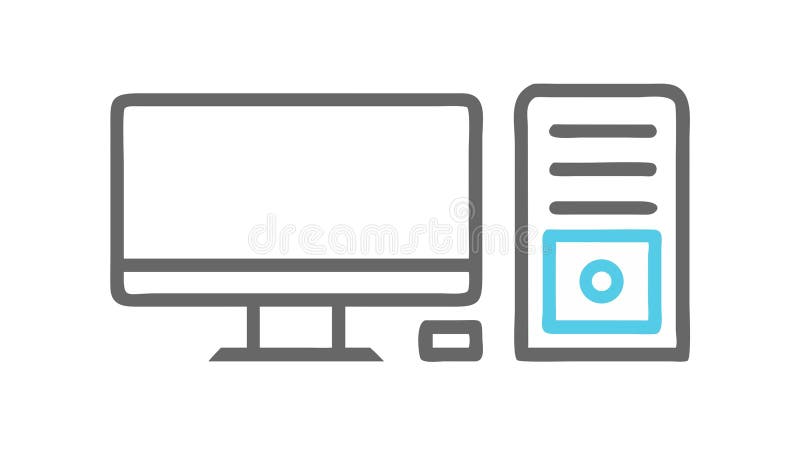 Desktop Computer PC Monitor Tower Workstation Icon, Vector Design ...