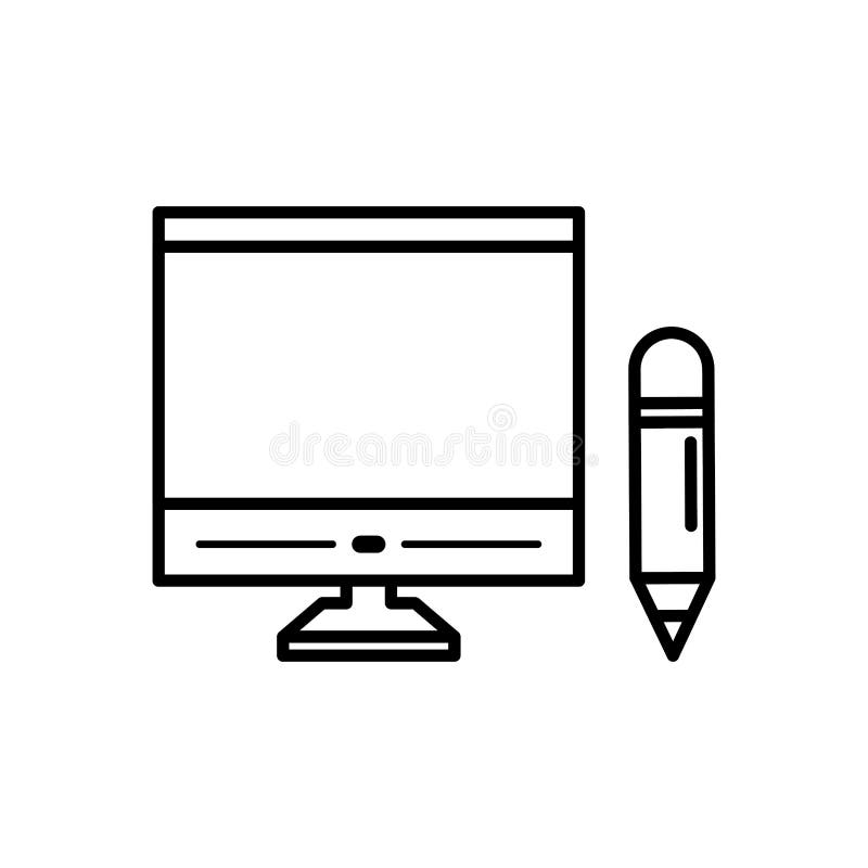 Desktop Computer with Pencil Stock Illustration - Illustration of ...