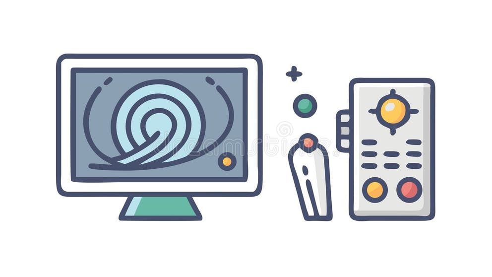 Desktop Computer with Peripheral Devices and Remote, Vector Design ...