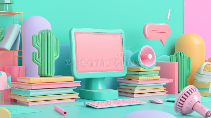 A Desktop Computer Placed on Top of a Desk. Suitable for Use in Office ...