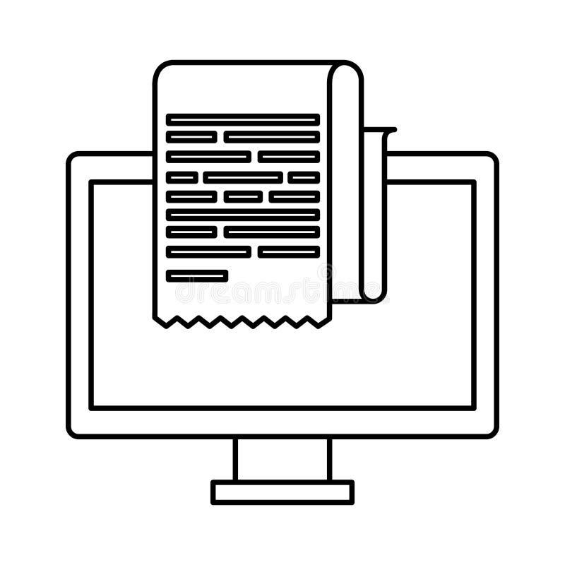 Desktop Computer with Receipt Stock Vector - Illustration of receipt ...