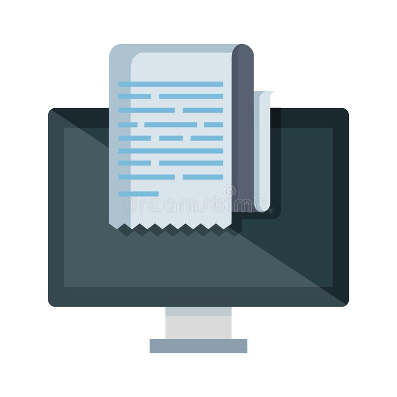 Desktop Computer with Receipt Stock Vector - Illustration of digital ...