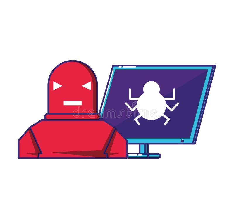 Desktop Computer with Robot Stock Vector - Illustration of internet ...