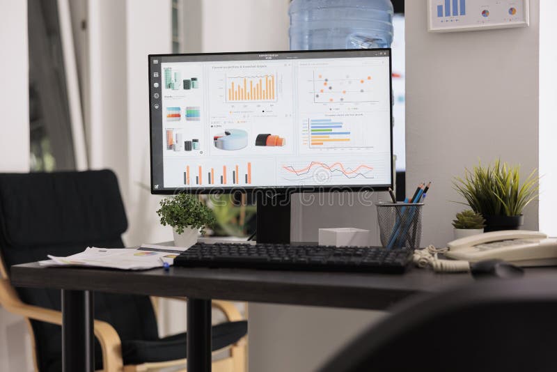 Desktop Computer Running Financial Management Software Stock Image ...