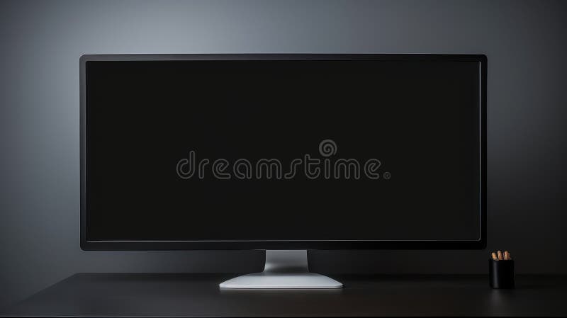 Desktop Computer Screen on Black Stock Illustration - Illustration of ...