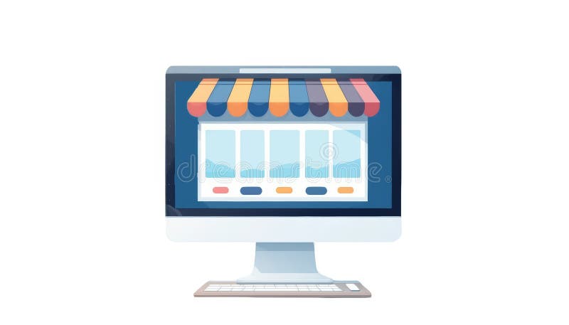 A Desktop Computer Screen Displays an Online Store Homepage with a ...