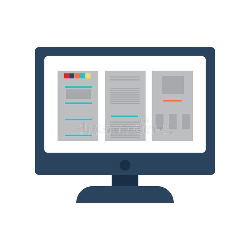 Desktop Computer Screen with Doccuments Stock Vector - Illustration of ...