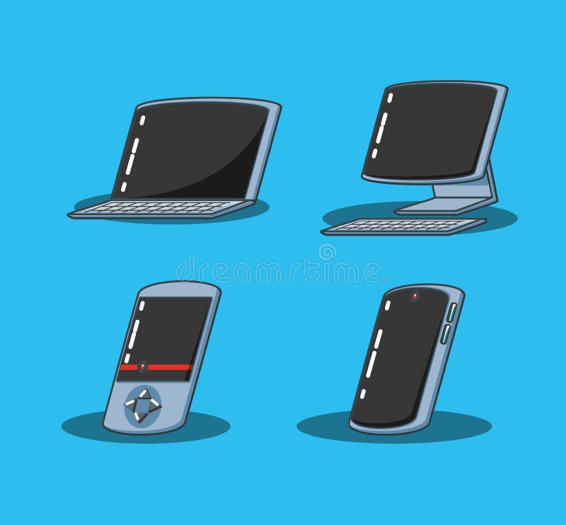 Desktop Computer with Set Devices Stock Vector - Illustration of design ...