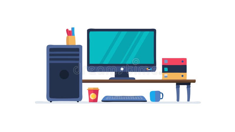 Desktop Computer Setup Icon Vector Illustration, Workstation Device, Vector Design Generative AI ...