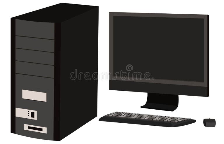 Desktop Computer Setup with Monitor, Keyboard, and Mouse.CPU and ...