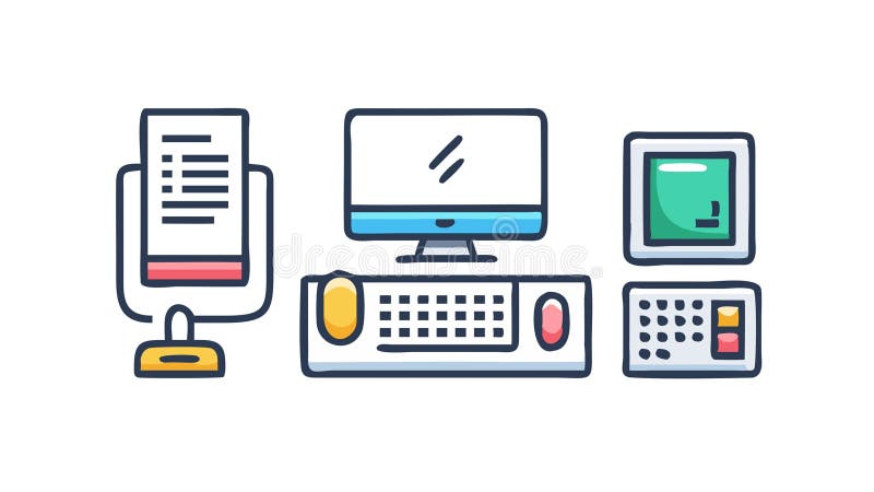 Desktop Computer Setup, Office and Workstation Icon, Vector Design Generative AI Stock Vector ...