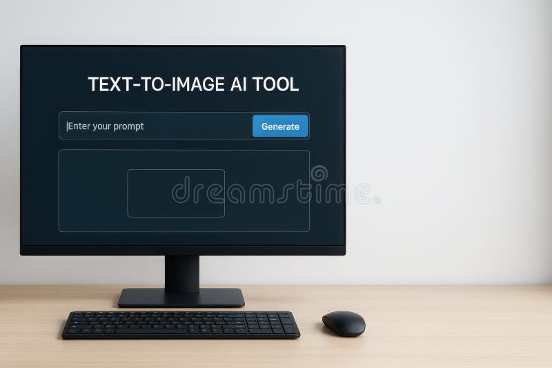 Desktop Computer Setup Showcasing a Text-to-image AI Tool for Creative Image Generation Tasks ...