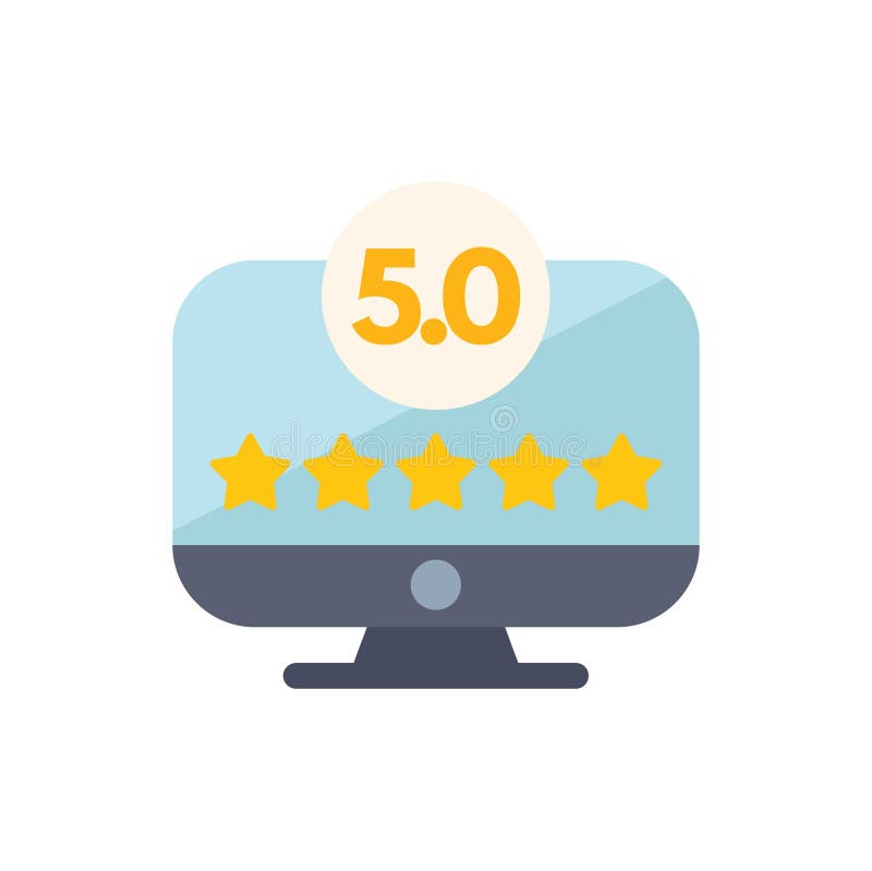 Desktop Computer Showing Five Star Rating on Screen Stock Illustration ...
