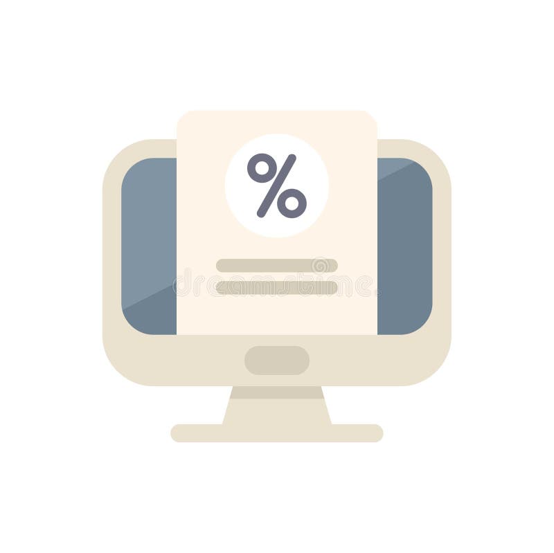 Desktop Computer Showing a Sales Invoice with Percentage Symbol for ...