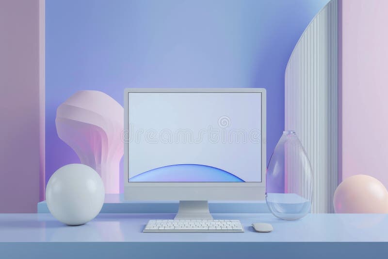 A Desktop Computer Sitting on a Desk, Ready for Use Stock Image - Image ...