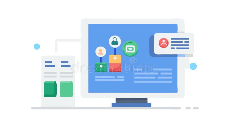 Desktop Computer with Software Applications and Digital Tools, Vector ...