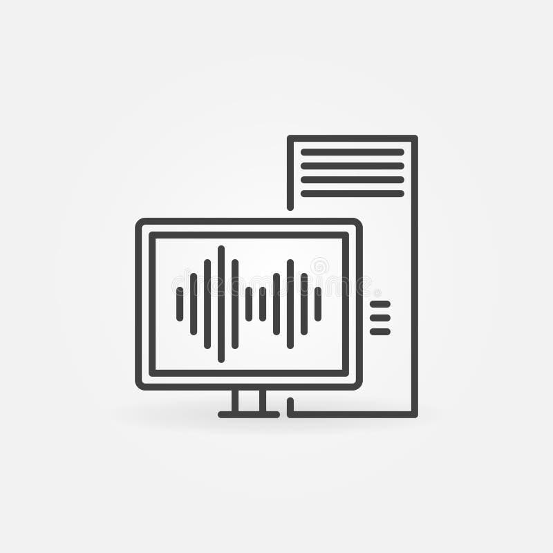 Desktop Computer with Sound Wave Vector Outline Icon Stock Vector ...