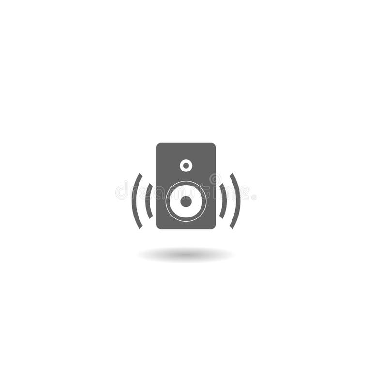 Desktop Computer Speaker Icon with Shadow Stock Vector - Illustration ...