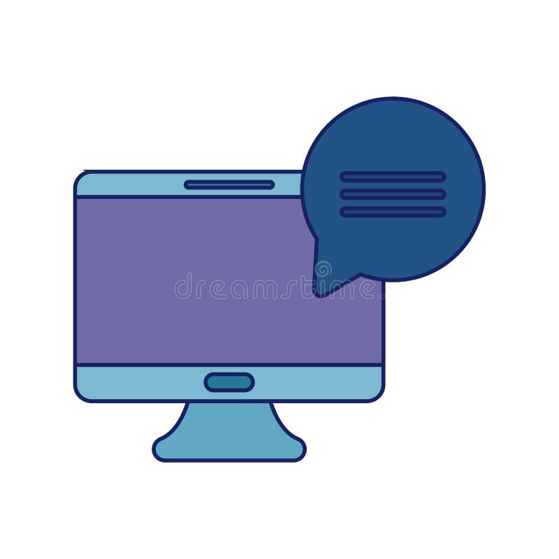 Desktop Computer with Speech Bubble Stock Illustration - Illustration ...