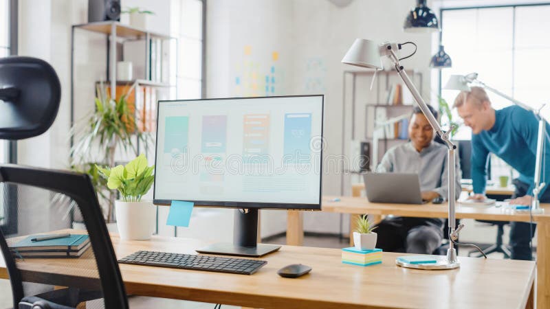 Desktop Computer Standing on the Desk in the Modern Creative Office ...