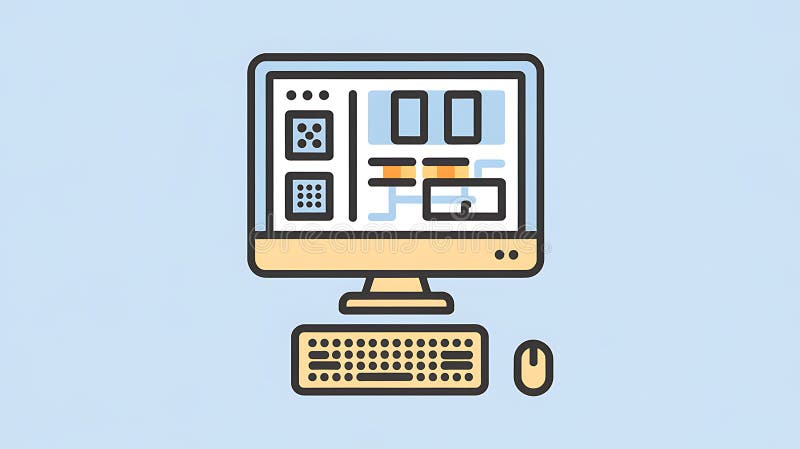 Desktop Computer System, Keyboard, Mouse, User Interface Design Stock ...