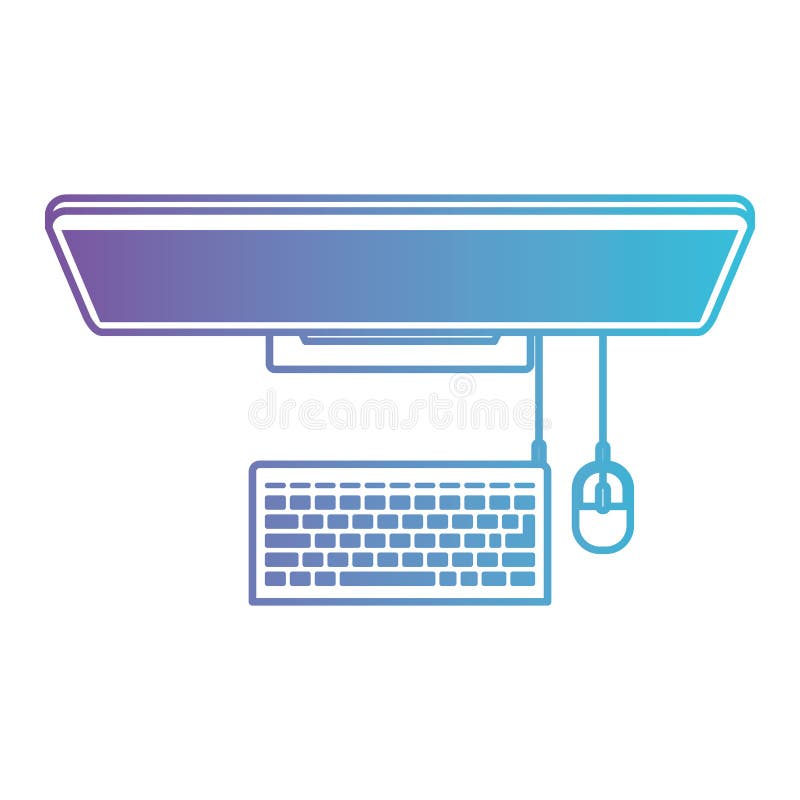 Desktop Computer on Top View in Degraded Purple To Blue Contour Stock ...