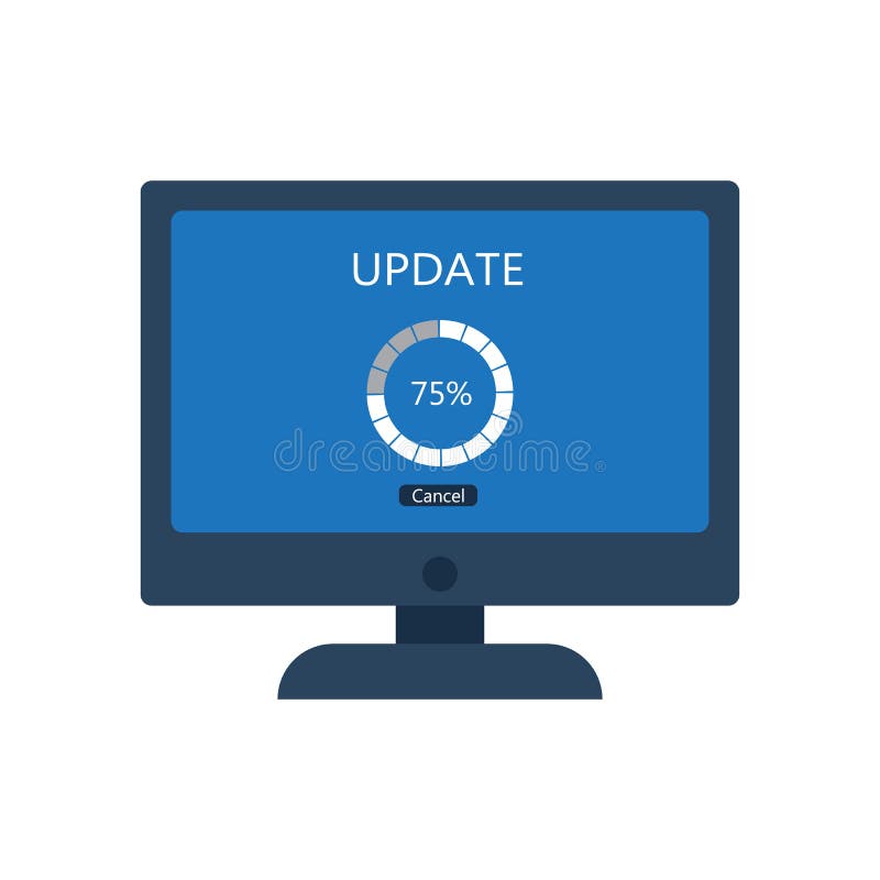 Desktop Computer with Update Screen Stock Vector - Illustration of ...