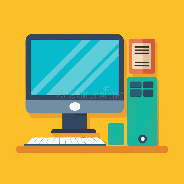 Desktop Computer Vector Art Illustration. Stock Vector - Illustration ...