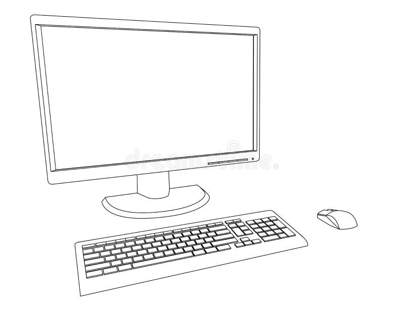 Locked Computer Icon in Outline Style Isolated on White Background ...